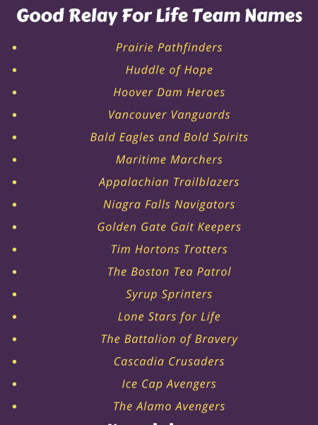 Relay For Life Team Names | 440+ Inspiring Name Ideas - Aboutbiography